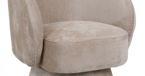 Πολυθρόνα περιστρεφόμενη Kreslo pakoworld υφασμα σε κρεμ απόχρωση 78x81x77εκ