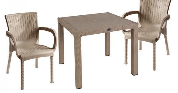 Dining set Explore-Festive pakoworld set 3pieces PP cappuccino 90x90x73,5cm