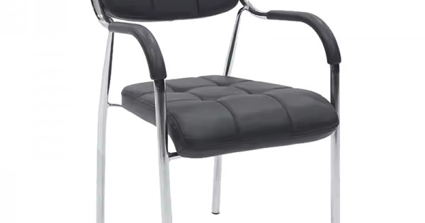 Guest stackable chair Otlen pakoworld black pu-chrome leg 47x45x87cm
