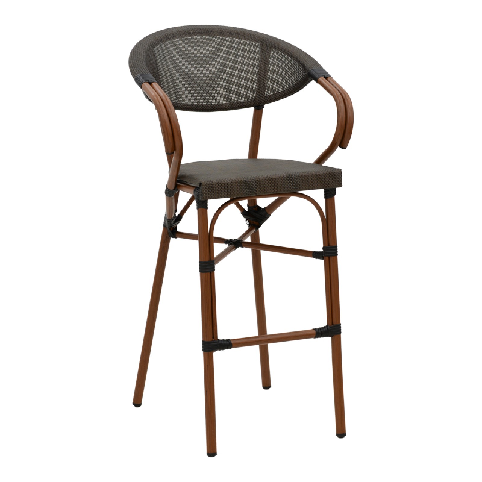 Garden bar stool Efolian pakoworld walnut aluminum-grey textilene ...