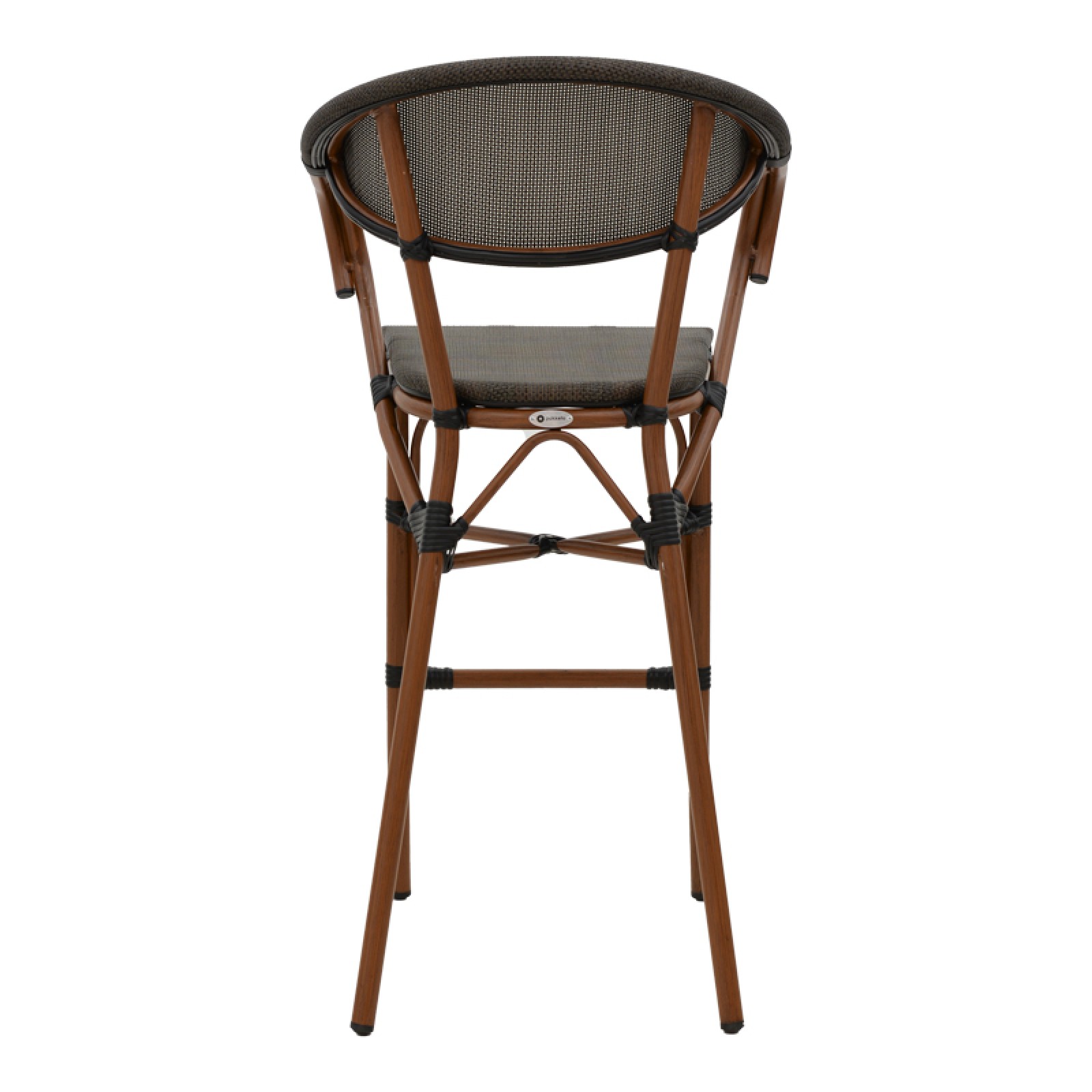 Bar stool Efolian pakoworld walnut aluminum-grey textilene 58x58x113cm