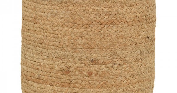 Σκαμπό Ovious Inart μπεζ 100% γιούτα 40x40x40εκ