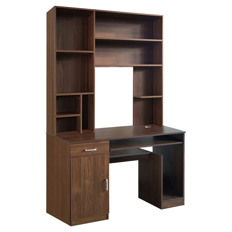 Computer desk-bookcase Novelty pakoworld walnut 120x55x182cm κυπρος