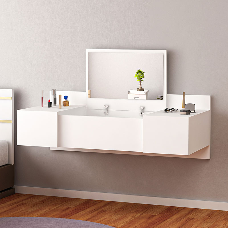 Hanging dressing table with mirror Tabia pakoworld white 100x39x33cm κυπρος