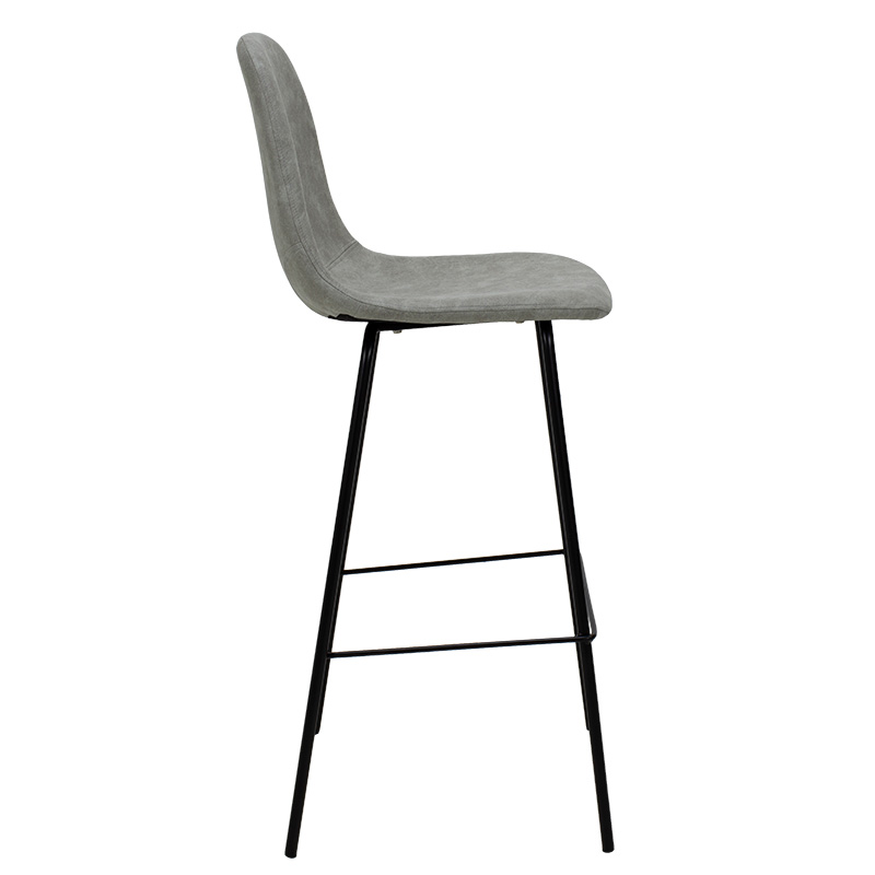 Bar Stool Bella metal black legs - pu antique grey color cyprus