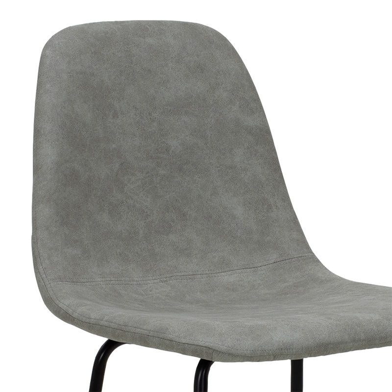 Bar Stool Bella metal black legs - pu antique grey color cyprus