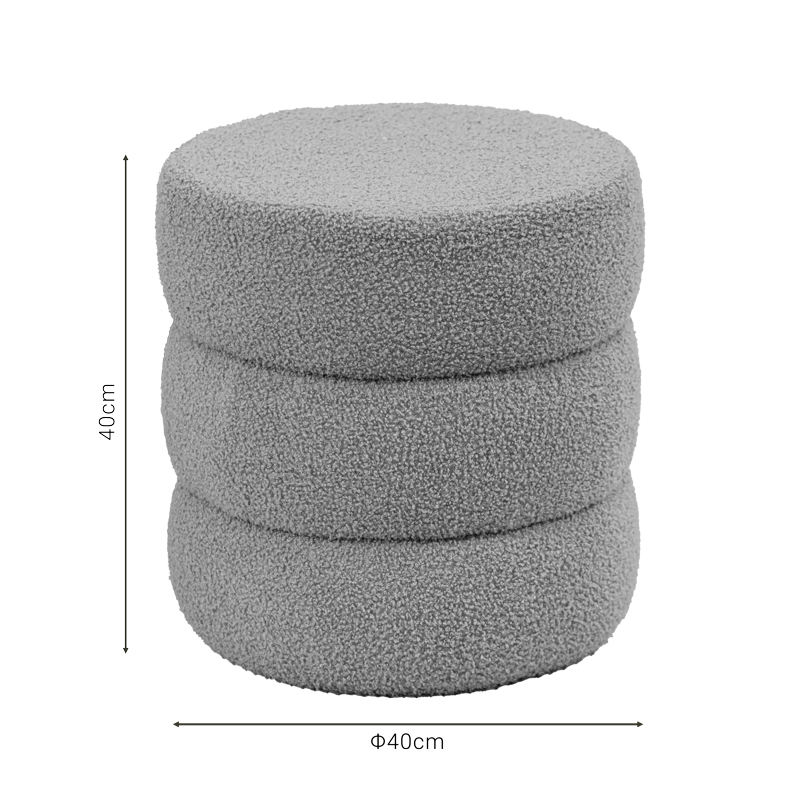 Pouf stool Kioto pakoworld teddy fabric brown D40x40cm cyprus