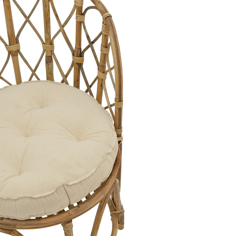 Πολυθρόνα Rostan Inart φυσικό rattan με μαξιλάρι 60x46x80εκ κυπρος