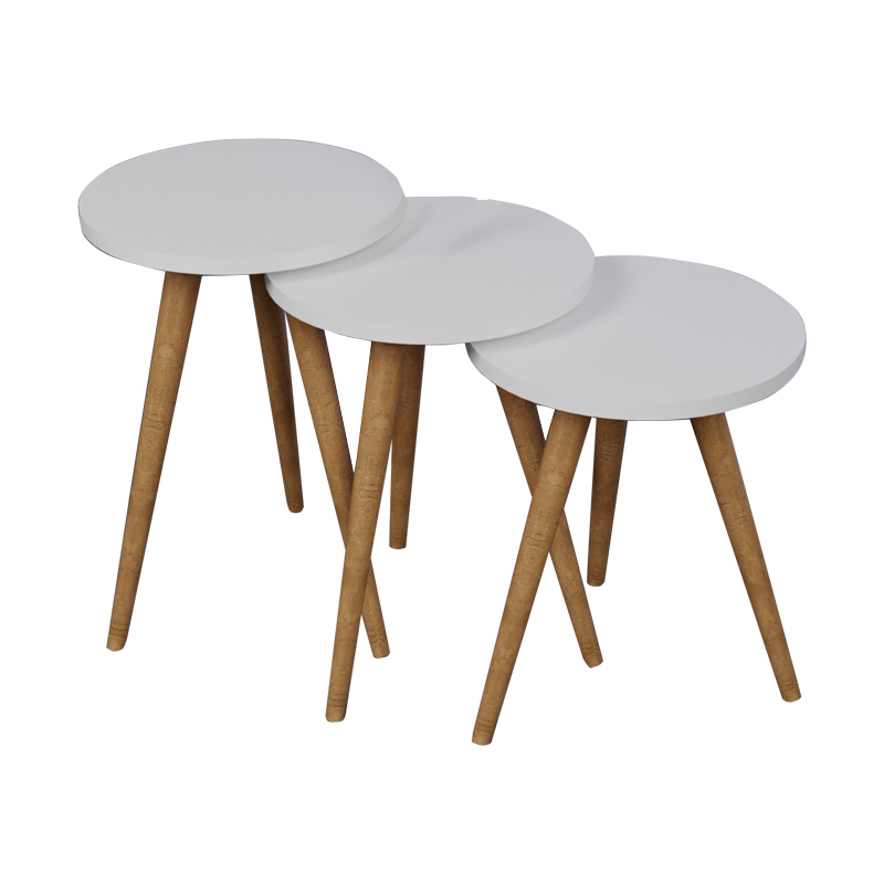 Side tables Perjene pakoworld set of 3 pieces melamine in white shade ...